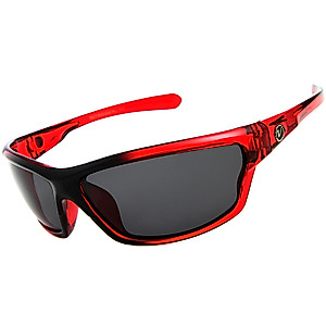 Nitrogen Men's Rectangular Sports Wrap 65mm Polarized Sunglasses, Red, Medium