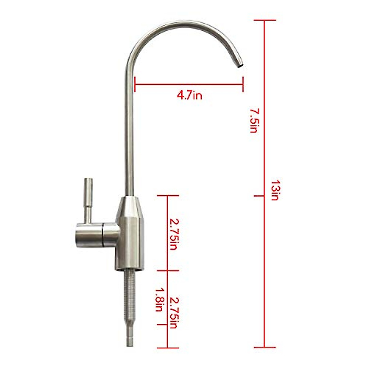 Drinking Water Faucet, Kitchen Sink Faucet Beverage Faucet for Drinking Water Purifier Filter Filtration System, 1/4-inch Tube, Lead-Free, Brushed Stainless Steel by KINGLEV
