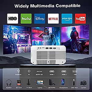 Projector, HOWWOO Projector with WiFi and Bluetooth 9000L Native 1080P Full HD Mini Projector with 100″ Screen, 300" Display Outdoor Movie Projector with Zoom, Compatible with TV Stick Phone Laptop