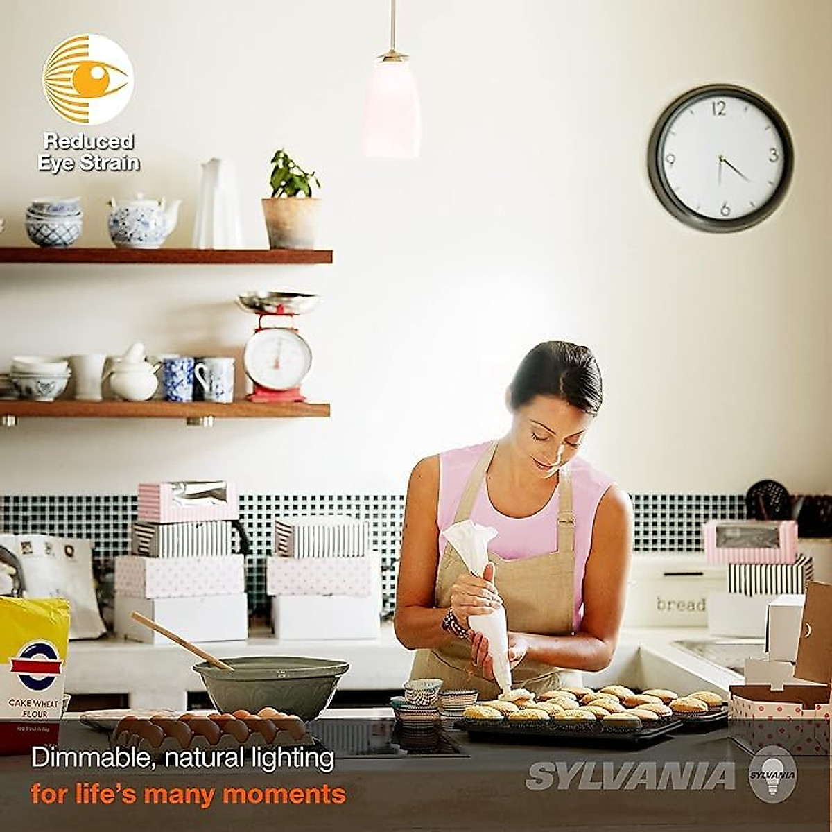 SYLVANIA Reduced Eye Strain A19 LED Light Bulb, 60W = 8W, 13 Year, Dimmable, Frosted, 2700K, Soft White - 8 Pack