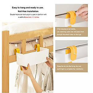 WYZHDQ Bedside Organizer Storage Caddy Hanging as Bunk Bed Storage Accessories Handrail Multi Pockets for Dorm Bunk Bed Shelf