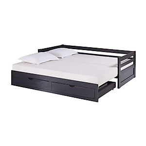 Alaterre Furniture Jasper Twin to King Extending Day Bed with Storage Drawers, Espresso
