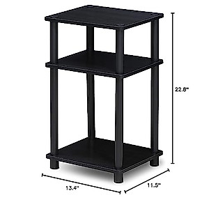 Furinno Turn-N-Tube Accent Decorative Shelf, Espresso/Black & Just 3-Tier End Table, 1-Pack, Americano/Black