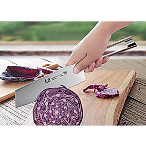 Cangshan N1 Series German Steel Forged Nakiri Vegetable Cleaver, 7" Blade, Silver