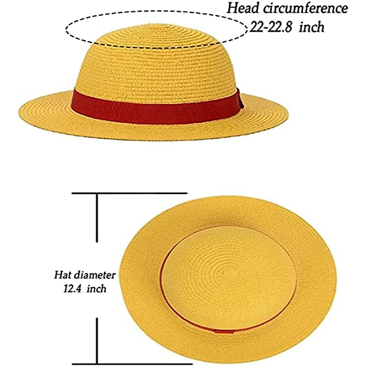 Yofuhope Straw Hat Luffy Hat Cospaly Hats Halloween Performance Costume Party Straw hat for Men Women Kids Yellow Strawhats Summer Hat (01Yellow)