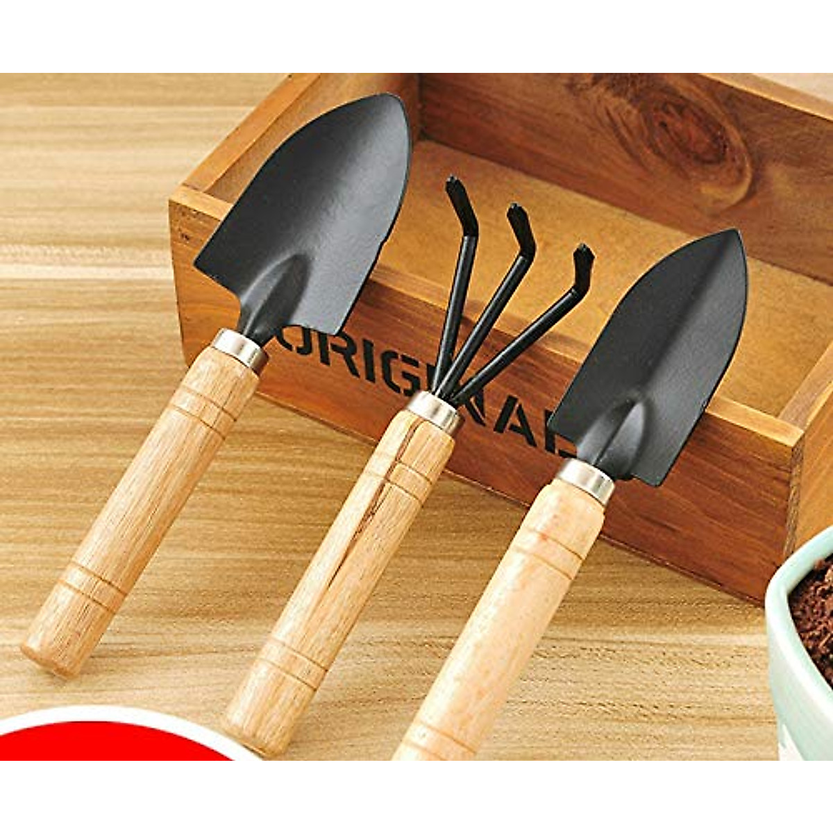 Diligent Farmer Mini Garden Tool Set, 3 Piece Hand Suit Small Shovel/Rake/Spade Ideal for Men and Women