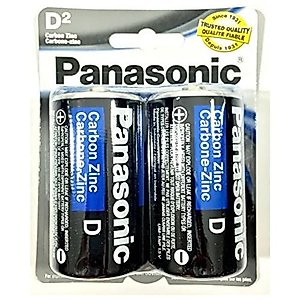 2Pc Size D Panasonic Batteries Super Heavy Duty Power Zinc Carbon