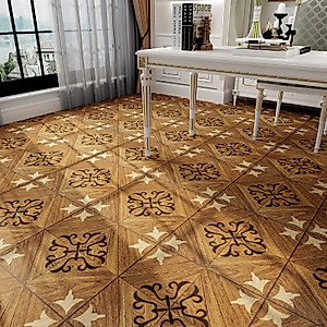 YENHOME Brown Peel and Stick Floor Tile Waterproof 12x12 in Kitchen Bathroom Floor Tile Vinyl Flooring Peel and Stick Flooring Roll Wood Planks 3 PCS Laminate Flooring Stick on Floor Tile Removable