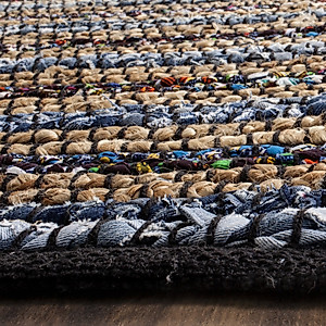 SAFAVIEH Cape Cod Collection Runner Rug - 2'3" x 12', Blue & Multi, Handmade Flat Weave Braided Stripe Cotton & Jute, Ideal for High Traffic Areas in Living Room, Bedroom (CAP361A)