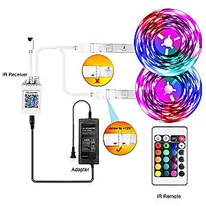 phopollo Led Strip Light, 65.6ft led Light Strips with Remote & App,Music Sync Mode with Mic, Smart Flexible12v Led Lights for Bedroom Ceiling, Party,Stairs（(2 Rolls of 32.8ft）