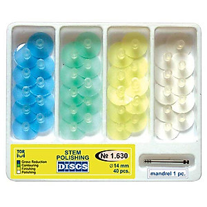 TOR VM 1.630 Dental Stem Finishing Polishing Discs (Diameter 14 mm, 40 discs, Silicon Carbide Grit, Compatible with Angle Grinder, Die Grinder)