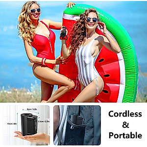 Pumteck Air Pump for Inflatables, Electric Air Pump with 4 Nozzles, Rechargeable Battery Air Mattress Pump, Pool Toys, Air Mattress Beds, Boats, Swimming Ring, USB/4000mAh