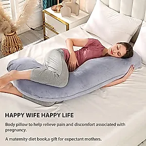 BATTOP Pregnancy Pillows for Sleeping,Pregnancy Must Haves Maternity Body Pillow with Cooling Washable Cover,New Mom Gifts for Women,Support for Back,Hips,Legs,Belly for Pregnant Women(Dark Grey)