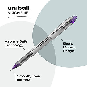 Uni-Ball Vision Elite Rollerball Pen Assorted Color 8-Pack Airplane Safe #90199