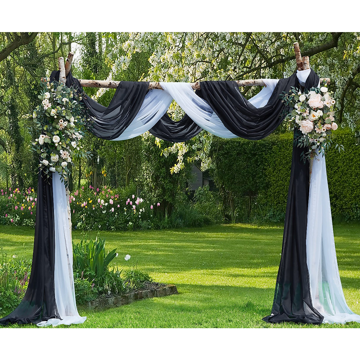 WARM HOME DESIGNS 2 Black Backdrop Curtain Bundle. 55 x 216 Inch Black Fabric or Black Curtain Backdrop for Black Wedding Decorations & Gothic Wedding Decor. ADS Black 216"