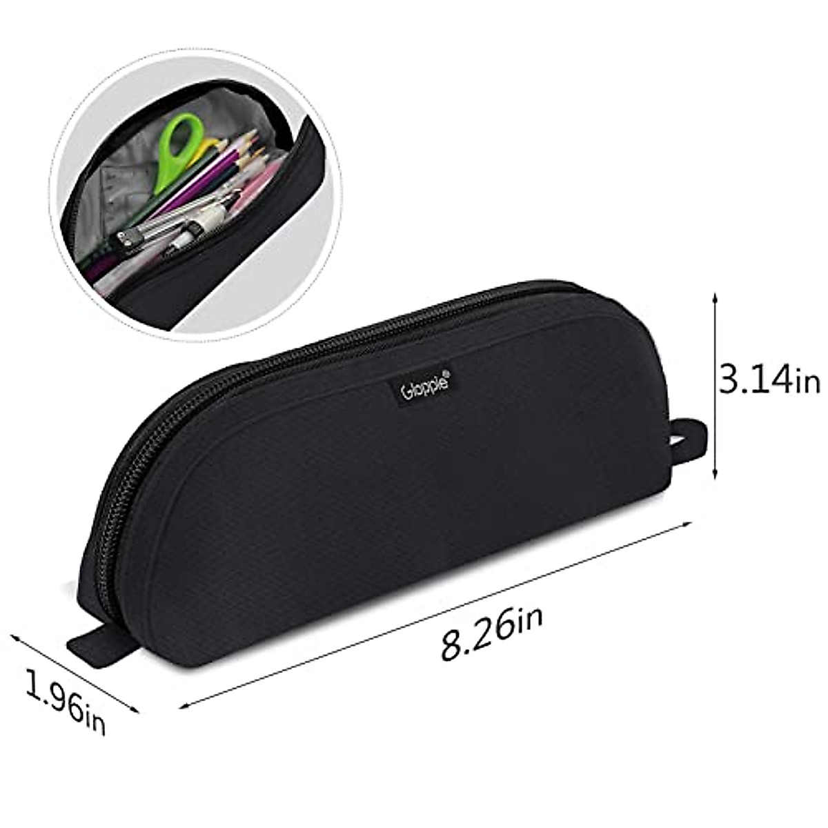 Gloppie Pencil Bag Pencil Pouch Pen Case Simple Pencil Case Black Pencil Storage Bag Pen Holder Marker Organizer Fabric Zipper Pen Pouch Office School Supplies for College Students Kids Adults