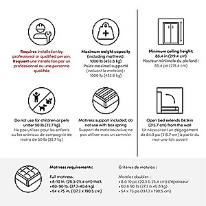 Bestar Pur Murphy Sofa, Space-Saving Wall Bed for Multipurpose Guest Room, Full, White