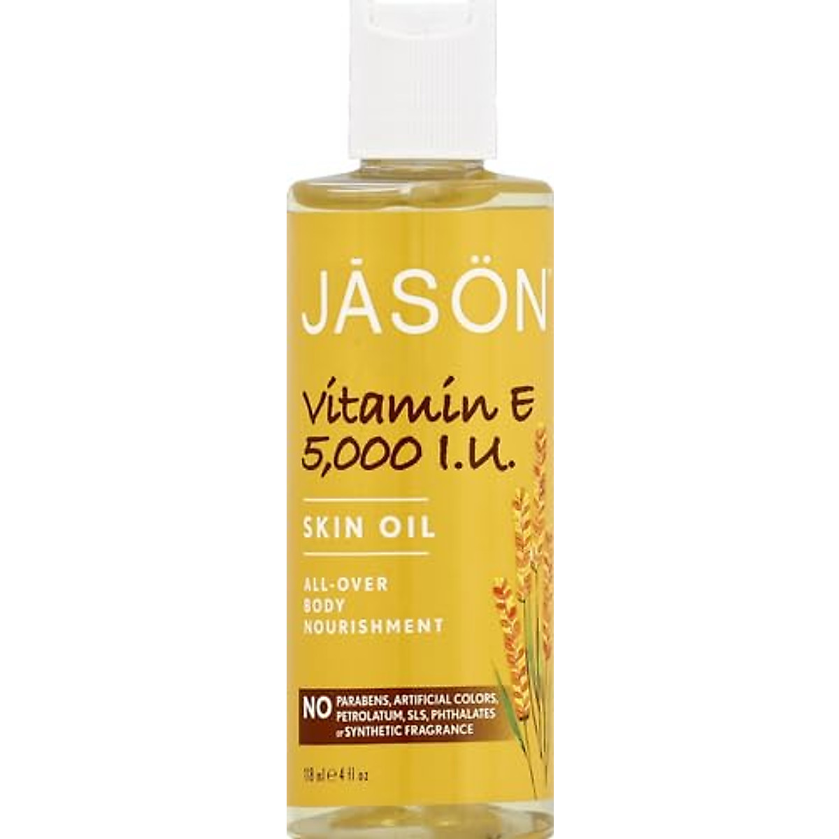 JASON Vitamin E 5,000 IU Moisturizing Body Oil, For Hair, Face, and Body, 4 Fluid Ounces