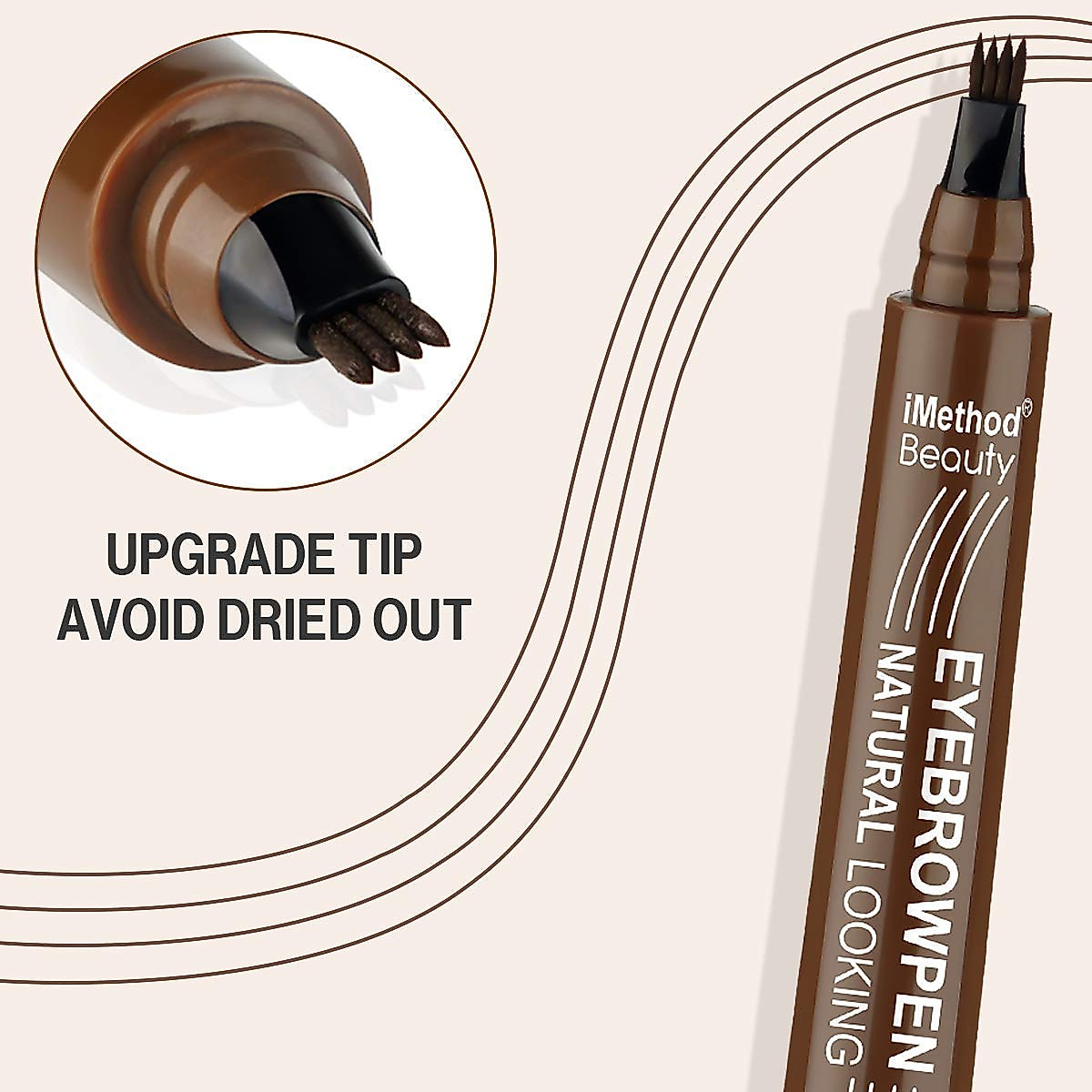 Eyebrow Pen - iMethod Upgrade Eyebrow TattooPen, Eyebrow Makeup, Long Lasting, Waterproof and Smudge-proof, Light Brown