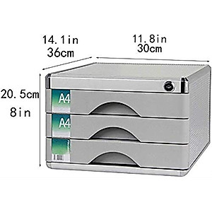 SHABOZ File Cabinets Flat Mobile 3 Drawer Lockable Data File Storage Cabinet - Aluminum Alloy - Gray 30x36x20.5cm Home Office Furniture