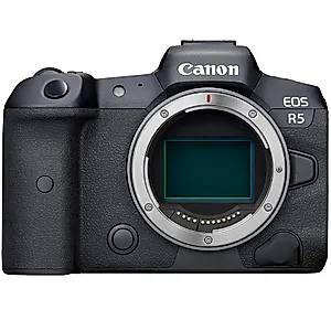 Canon EOS R5 Mirrorless Digital Camera (Body Only) (4147C002) + Canon RF 24-70mm Lens + 2 x 64GB Memory Card + Case + Corel Software + 3x LPE6 Battery + External Charger + Card Reader + More (Renewed)