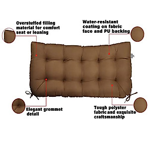 Kunste Patio Furniture Cushions Sets Tufted Wicker Settee Bench Cushions Indoor Outdoor 1 Loveseat 2 Seating Cushions Light Coffee