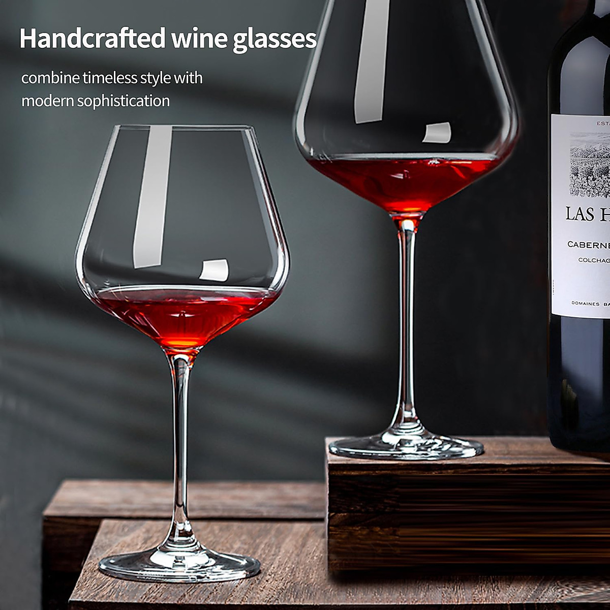 LLESSOO Red Wine Glasses Set of 4,Large Hand Blown Crystal Glasses- 23 OZ Burgundy Glasses With Wine Stopper and Pourer,Best for Wine tasting,Perfect Gifts, Anniversary or Birthday Gift