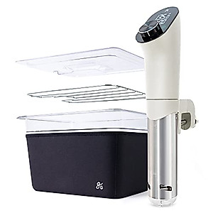 Greater Goods Pro Sous Vide Kit - An 1100 Watt, Powerful, Precise Sous Vide Cooker and Premium, Plastic Container with Sous Vide Rack, Lid, and Neoprene Sleeve | Designed in St. Louis (Birch Kit)
