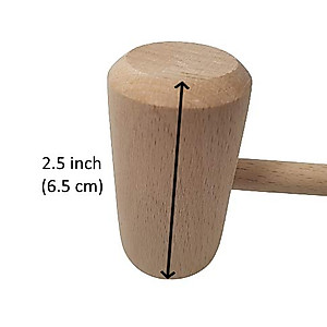 BSANG 8-Inch Large Wooden Crab Lobster Mallet, Seafood Hammers Shellfish Mallets, Wooden Hammer for Chocolate, Hammer Golf Tees, Breakable Heart Hammer, Natural Hard Beechwood (6 Pcs)