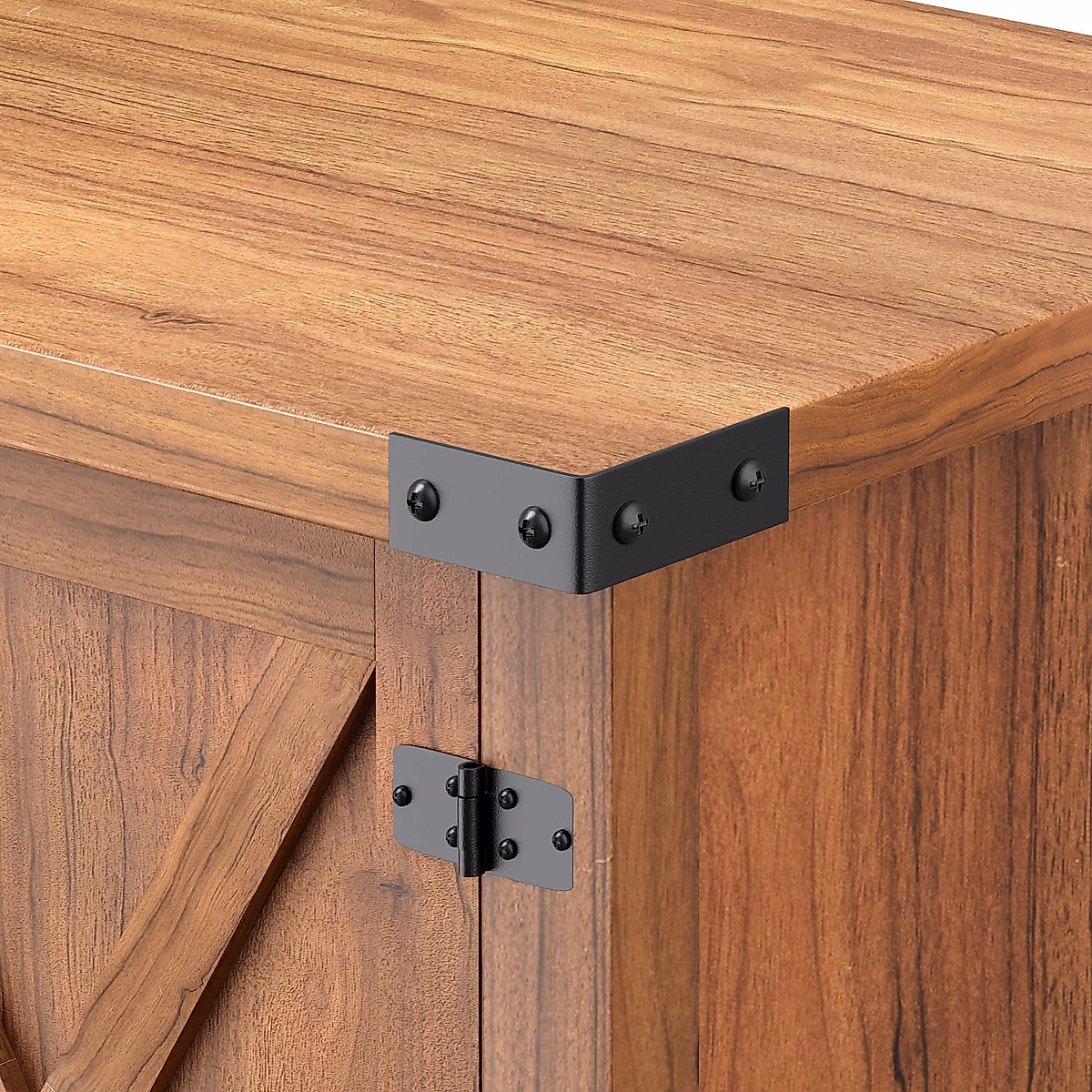 Farmhouse TV Stand for 65 Inch TV, Mid Century Modern Television Stand Entertainment Center for Living Room Bedroom, TV Console Table with Double Barn Doors and Storage Cabinets (Walnut)