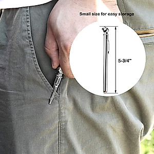 CZC AUTO Pencil Tire Pressure Gauge, Mechanical Air Gage, Stainless Stem Single Chuck with Pocket Clip Tyre Checker for Motorcycle Bike Car RV SUV ATV, 5-50PSI 30-350KPa (Silver, 1 Pack)