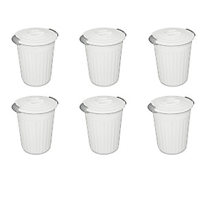 Sterilite 24 Qt Latching Utility Can w/ Lid, Bin to Store Sand, Rock Salt, Soil, Pet Food or Birdseed in the Garage or Mudroom, White, 6-Pack