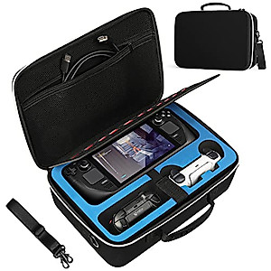 Benazcap Carrying Case for Steam Deck Console & Accessories - Fit Charger AC Adapter - Docking Station-Game Controllers & Stand Hard Shell Travel Pouch for Steam Deck Console & Accessories, Black