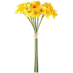 Tinsow Artificial Daffodil Flowers 15.8 Inches Narcissus Spring Flower Fake Silk Flower Arrangement for Home Wedding Decor (Yellow, 12)
