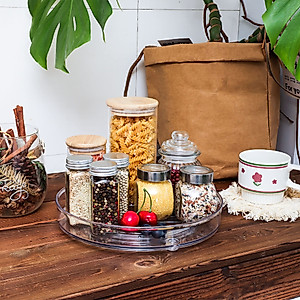 SjYsXm 2 Pack 10.63 inch Lazy Susan Organizer, Clear Lazy Susan Organizer Set for Cabinet, Rotating Lazy Susan Turntable Organizer Spice Rack Organizer for Kitchen Fridge Pantry Countertop Bathroom