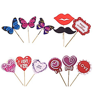 Amosfun Birthday Cake Toppers Double- Sided Printing Cake Picks Romantic Cake Decor Paper Creative Cake Toppers Cake Decorative Plug Flag for Party Cake Decortion