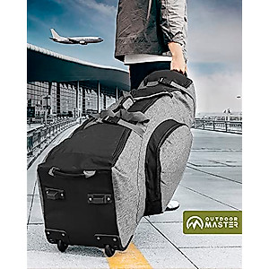 OutdoorMaster Padded Golf Club Travel Bag with Wheels, 900D Heavy Duty Oxford Waterproof -Alligators - Black + Gray