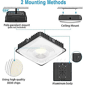 FUHAI LED Canopy Light Fixture,70W,300W HID/HPS Replacement, 9.5 x 9.5 , LED Shop Light, 5700K, AC100-277V, IP65 Waterproof YZD-2022 LED canopy light 2022