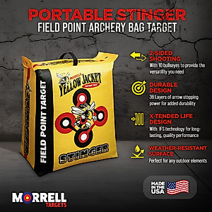 Morrell Yellow Jacket 19lb Portable Adult Field Archery Bag Target with HME Products Bowhunting Archery Range Practice Shooting 30in Bag Target Stand