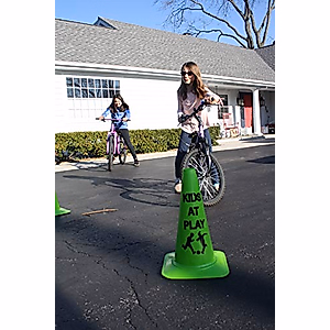 Cortina Sport Cone with Legend "KIDS AT PLAY", 03-500-41-02, 18" Height, Lime Cone, 1 Pack