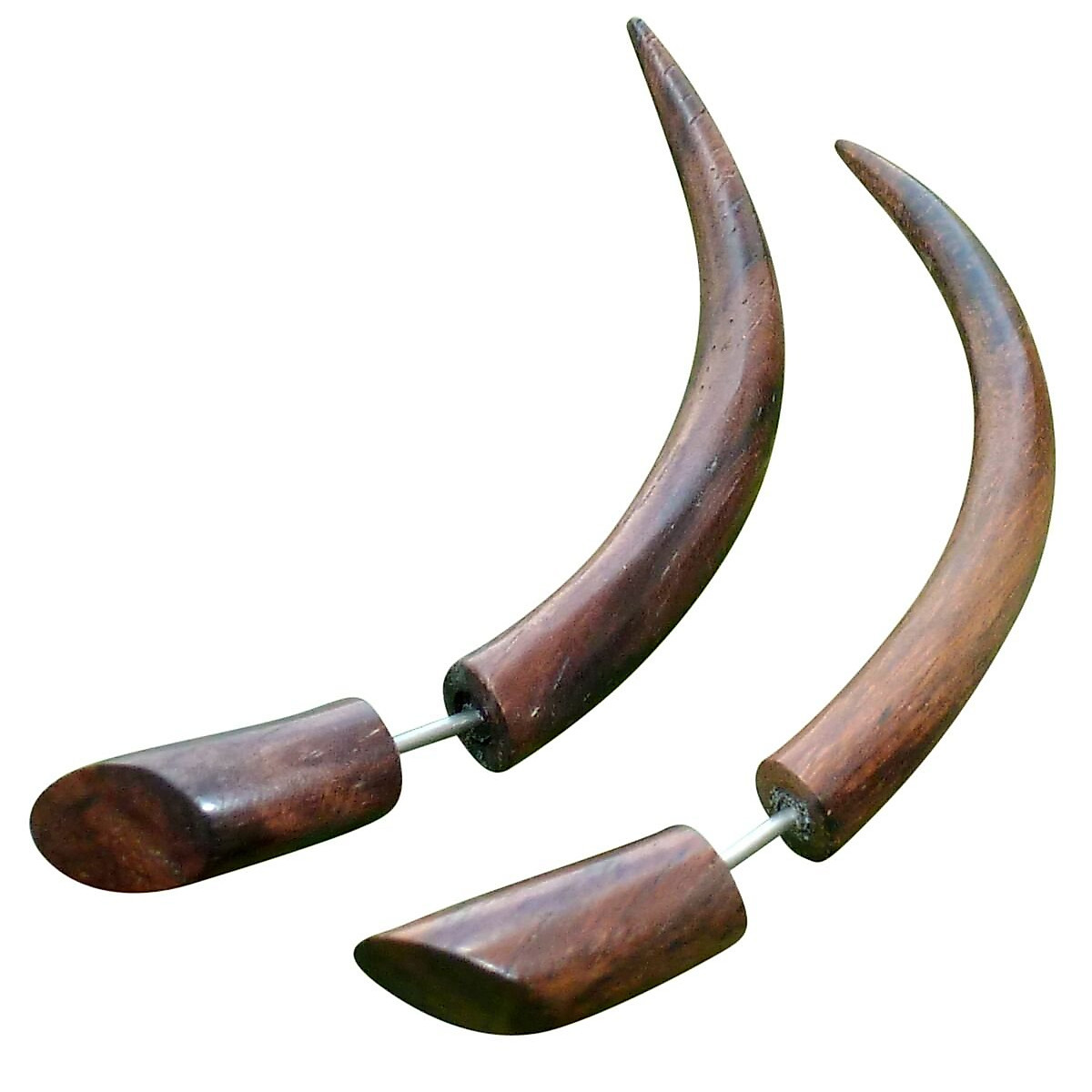 Natural Wooden Stud Tribal Earrings Fake plug gauge taper Boho gothic jewelry