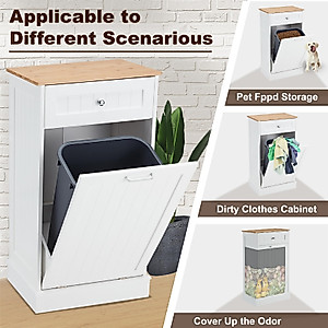 Mdeam Tilt Out Trash Cabinet 10 Gallon Hidden Trash Garbage Can Cabinet for Kitchen,Living Room,White