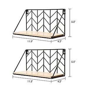 TIMEYARD Floating Shelves Wall Mounted Set of 2 Rustic Arrow Design Wood Storage for Bedroom, Living Room, Bathroom, Kitchen, Office, etc