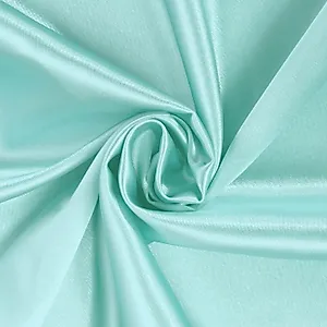 Stretch Charmeuse Satin Polyester Fabric for Wedding Dress by The Yard (Aqua Blue)