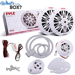 Pyle 200 Watt Marine Speaker System - Weather Resistant Dual 2 Way 6.5 Inch Outdoor Stereo Audio Sound Speakers w/ 85Hz-6kHz Frequency Response, Heavy Duty 8oz Magnet Structure PLMR6KW, White