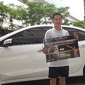 Tipmant Large Size Alloy Die-cast Model Toy Diecast Tower Slewing Crane Truck Vehicle Miniature Car 1:50 Gift for Kids Height 20 inch