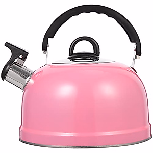 Whistling Stovetop Tea Kettle Stainless Steel Teapot Hot Water Fast to Boil Water Kettle Pot with Cool Touch Ergonomic Handle Loud Whistle for Tea Coffee Milk Etc Gas Electric Applicable (pink)