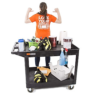 Stand Steady Original Tubstr XL Outdoor Cart with Heavy Duty Wheels - Two Shelf Utility Cart Supports up to 500 lbs, Tub Carts with Deep Shelves and Shock Absorbent Wheels (Black, 45.5in x 24.5in)