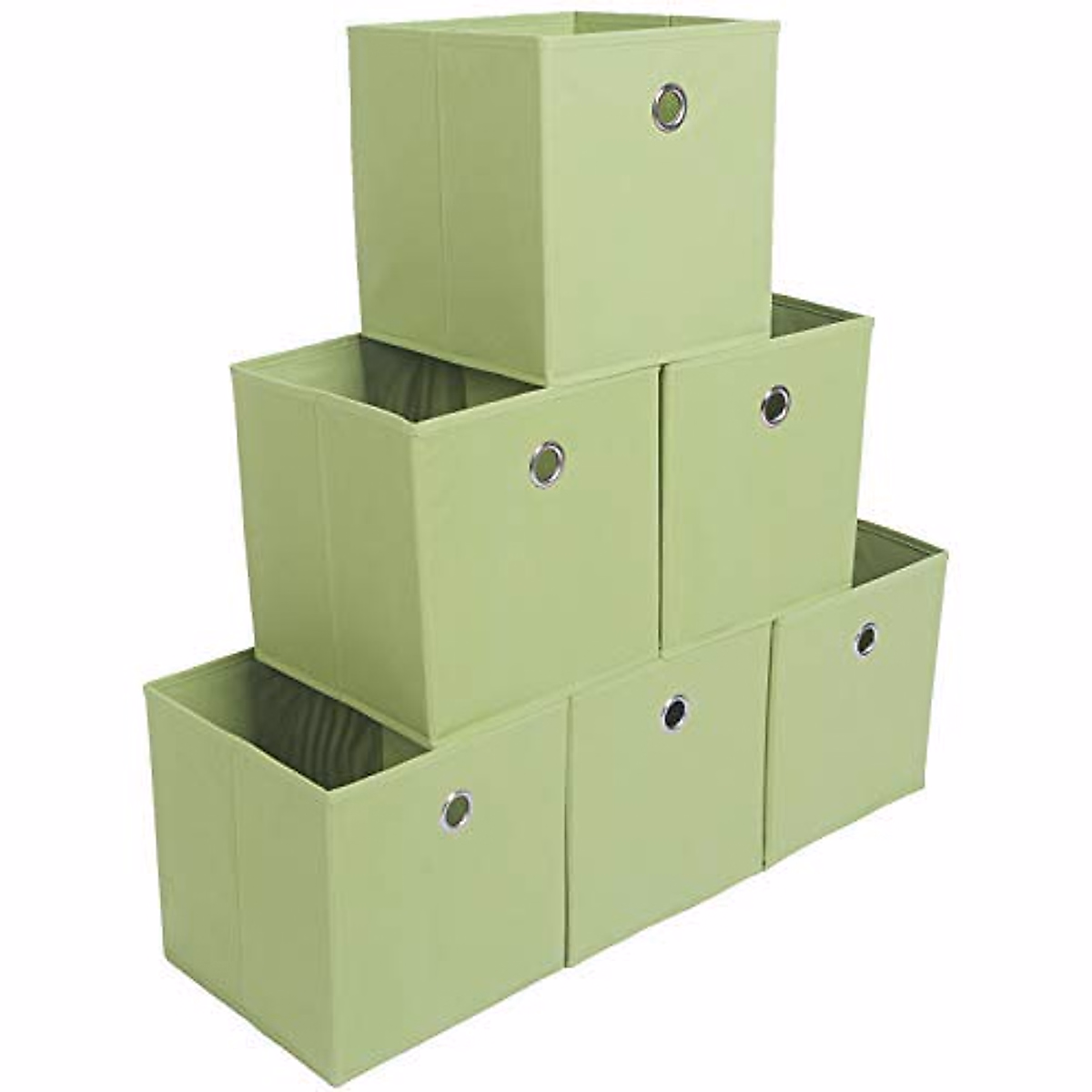 Amborido Storage Cubes Foldable Drawers Office Toys Room Organizer Cubby Clothes Fabric Kids Bins 6 Pack (Green)