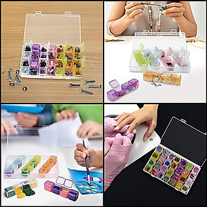 AKOAK 28-Compartment Transparent Plastic Storage Box, Separate Lid, Transparent Compartment, Nail Art Storage Box, Jewelry, Rhinestone, Beads, Screws, Organizer Container